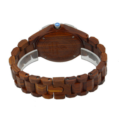 Maple / Sandal Wooden Quartz Watch With 100% Hardened Glass , 1 Year Warranty