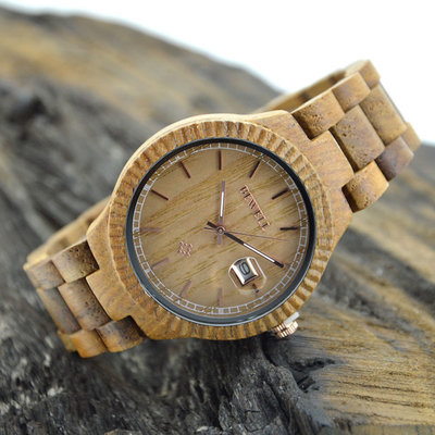 Natural Eco Friendly Classic Men Watches , Mens Waterproof Watches With Wooden Strap
