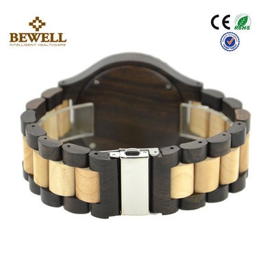 Round Face Custom Men Wooden Watches , Black Sandalwood Maple Wooden Style Watches