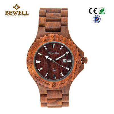 Beautiful Unique Men Wooden Watches , Natural Wood Watches Single Calendar