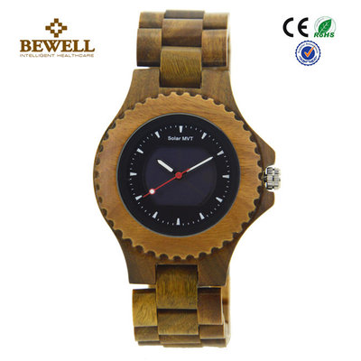 All Natural Green Sandalwood Solar Men Wooden Watches , Handcrafted Wooden Men Watches