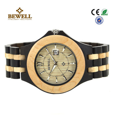 Luxury Hand Crafted Wooden Wrist Watch For Groomsmen , Ebony Maple