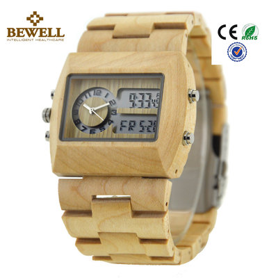 Unique Gift Maple Wooden Watches For Men , Square Wooden Wrist Watch