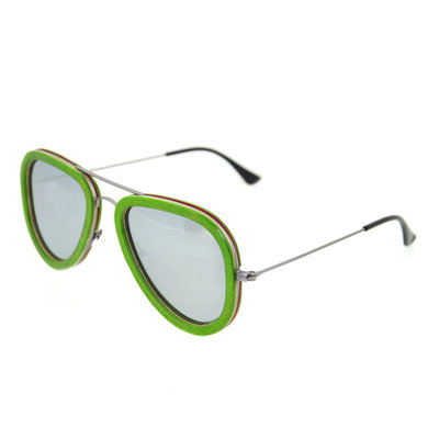 Skateboard Wood Frame Sunglasses With Metal Legs New Aviator Style Sunglassess