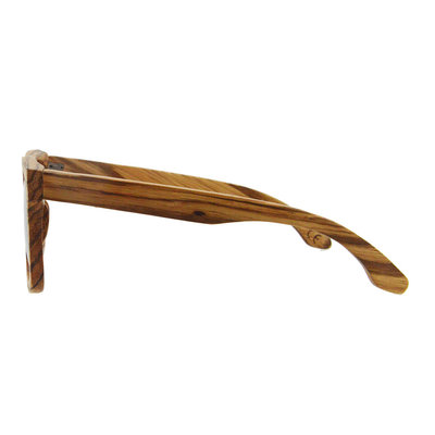 Bewell Polarized Unisex Zebra Wood Frame Sunglasses With Brown Lens