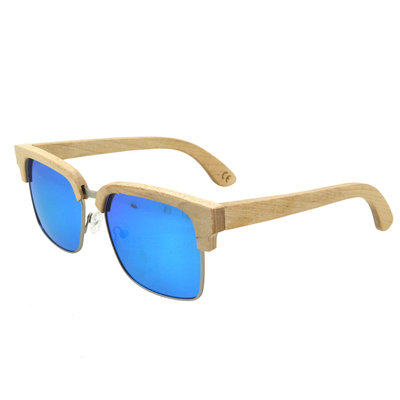 Semi Frame Maple Wood Sunglasses Polarized Blue Lens Eco Friendly