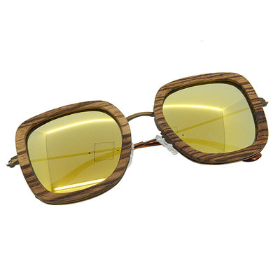 Special Metal Frame zebra Wooden Polarized Sunglasses , FSC handmade wooden glasses