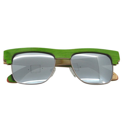 Fashion Polarized Lens Bamboo Frame Sunglasses , Skateboard Wood Sunglasses Custom Logo
