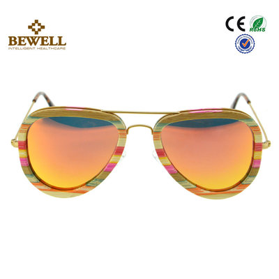 Popular Metal Frame Wooden Polarized Sunglasses , Natural Pilot Custom Wood Sunglasses