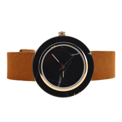 Simple Fashion Marble Dial Watch , Wood Case Back Cover Stone Dial Watch