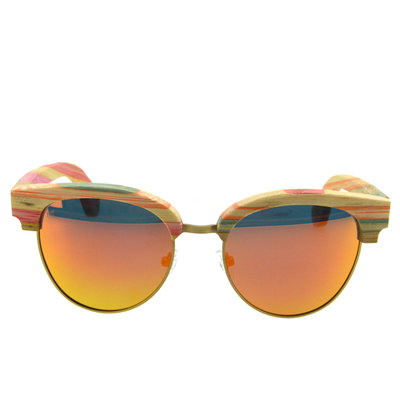 Flashing Polarized lenses wood wayfarer sunglasses , bamboo wood sunglasses