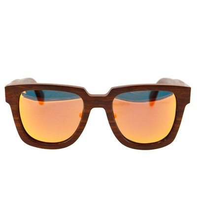 Red Sandalwood Wood Frame Prescription Glasses With Yellow Mirror