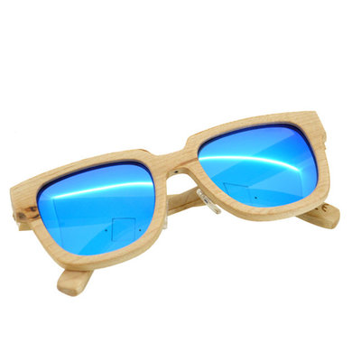 100% UV mirror women polarized sunglasses with logo ,  wood wayfarer sunglasses