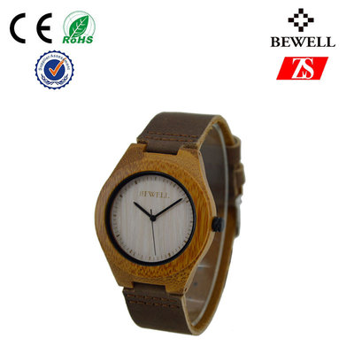 Genuine Leather Band Bamboo Wrist Watch For Men Eco - Friendly