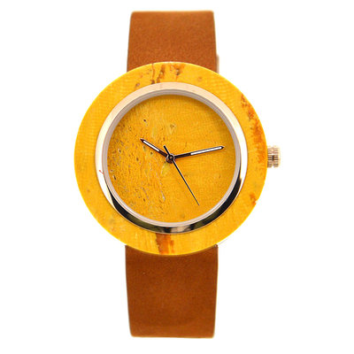 Creative Marble Face Watch , Water Resistant Slim Stone Watch With Leather Strap