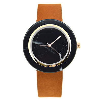 Simple Fashion Marble Dial Watch , Wood Case Back Cover Stone Dial Watch