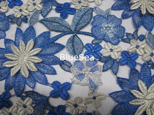 60cm Emulation Real Silks Chemical Lace Red/Green  Color Water Soluble Embroidery Fashion fabric supplier