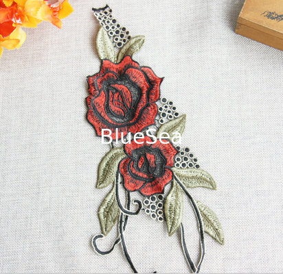 100%Polyester  Embroidery  Pajams Collar Lace   Mesh Based Necklace Decoration supplier