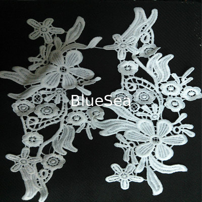 White Water Soluble Embroidery Applique   for Wedding Bridal Dress supplier