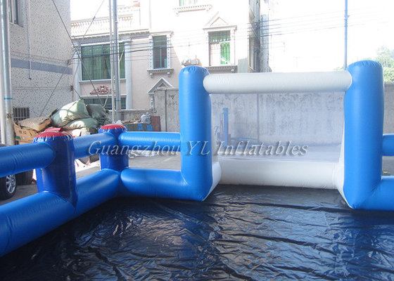10*8 M 0.45mm PVC Blue White Inflatable Soap Soccer Field For Grass