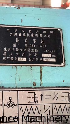 2006 Anyang Xinsheng CW61160B Horizontal Lathe