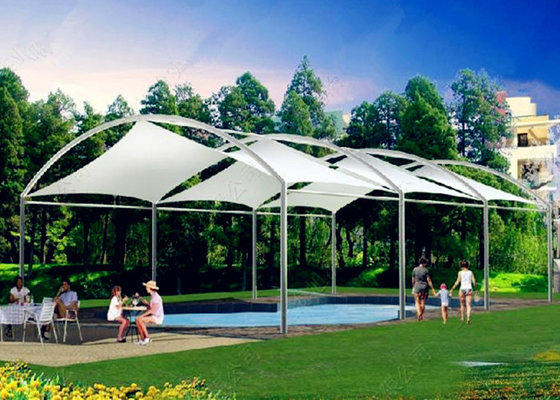 Triangle Swimming Pool Tents With PVDF Cover Steel Frame For Sun Shade