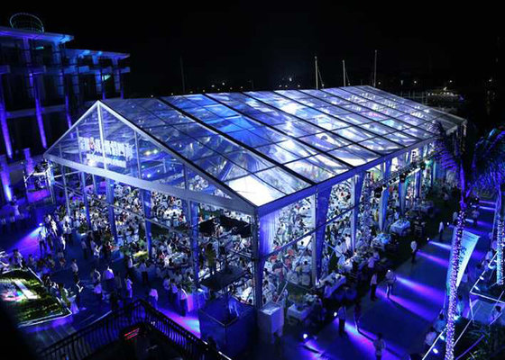 Beautiful Clear Span Tents Transparent Canopy With Colorful Lights For Wedding
