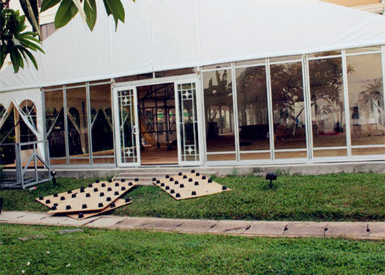 Glass Wall White Marquee Tents Aluminum Frame With PVC Roof With Lining