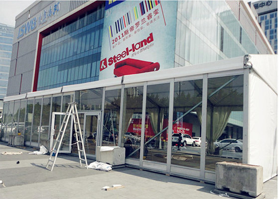 Glass Wall White Marquee Tents Aluminum Frame With PVC Roof With Lining