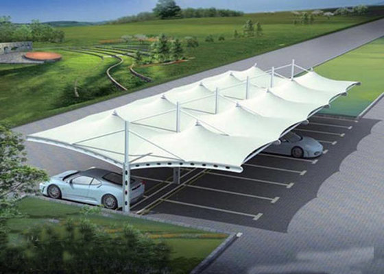 Custom Double Car Canopy Double Side , Steel Shade Structures For Garage