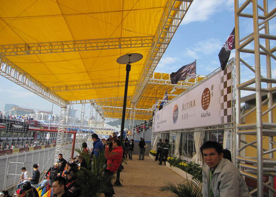 Party , Exhibition Aluminum Stage Truss For Macao Car Fair With Yellos Cover Shading