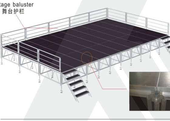 Coffee / Red Aluminum Stage Truss Platform Board Adjustable Folding Stage For Event