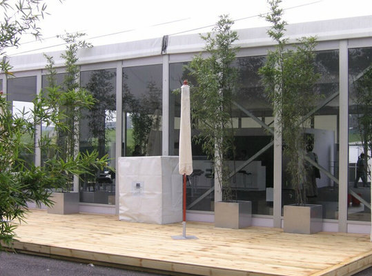Glass Wall Carton Fair Trade Show Tents 15M X 35M White Roof Cover 5 Years Guarantee