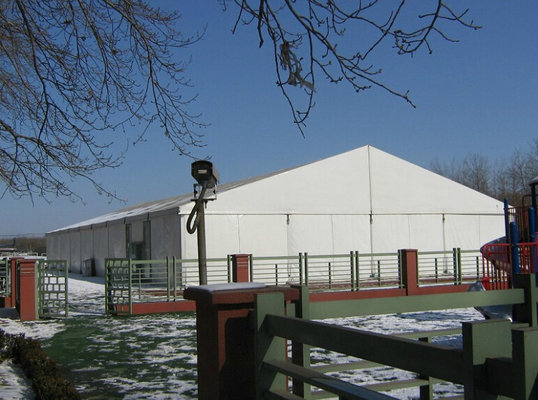 Trade Show Canopy , A Word Shape White Marquee Tents Expand One Bay For Receiption
