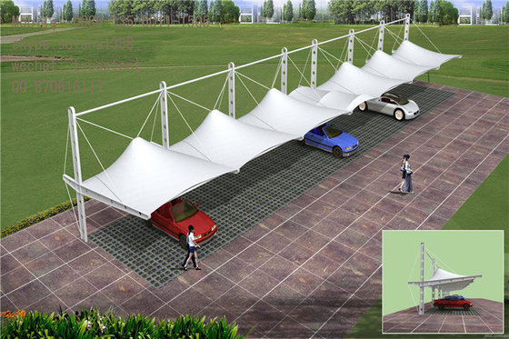 PVDF Tensile Membrane Structure Car Packing Double Car Canopy With Professional Special Design