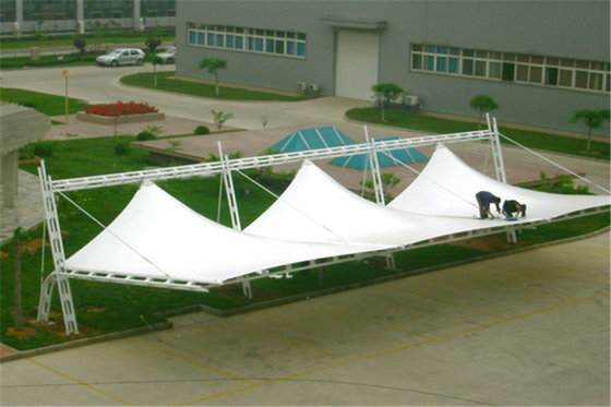 PVDF Cover Tensile Steel Membrane Awnings For Parking Colorful Car Shade Canopy