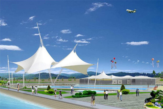 Sun Shelter Hotel Platform Steel Car Canopy Tents Membrane Structure Projects With PVDF Material Cover