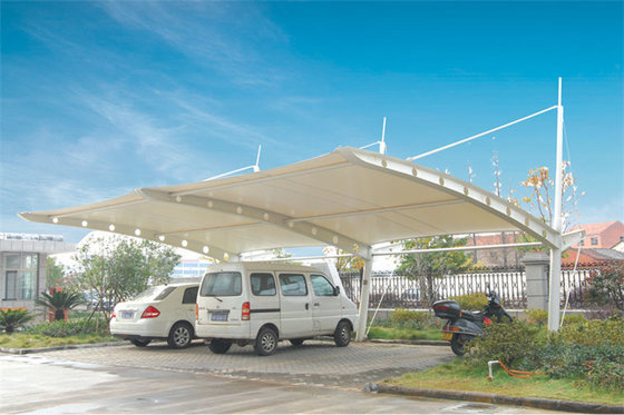 Sun Shade Tension Membrane Structures For Car Parking With PVDF Roof Cover