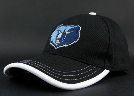 Promotional Long Peak Baseball Cap Sports Cotton Embroidery Grizzlies Cap Black