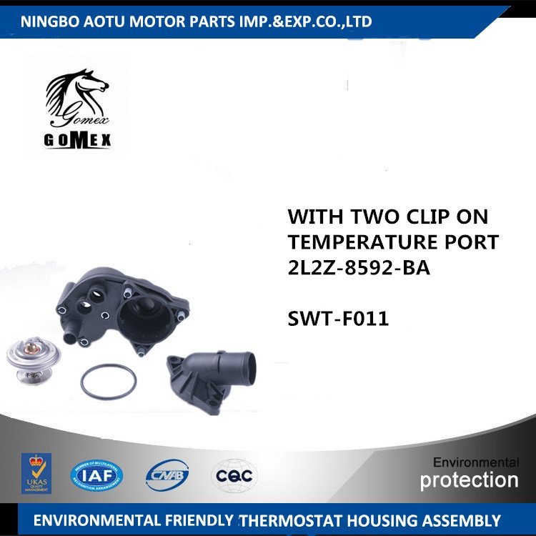 Coolant Outlet Flange Thermostat Housing Assembly WITH TWO CLIP ON TEMPERATURE PORT 2L2Z-8592-BA for FORD