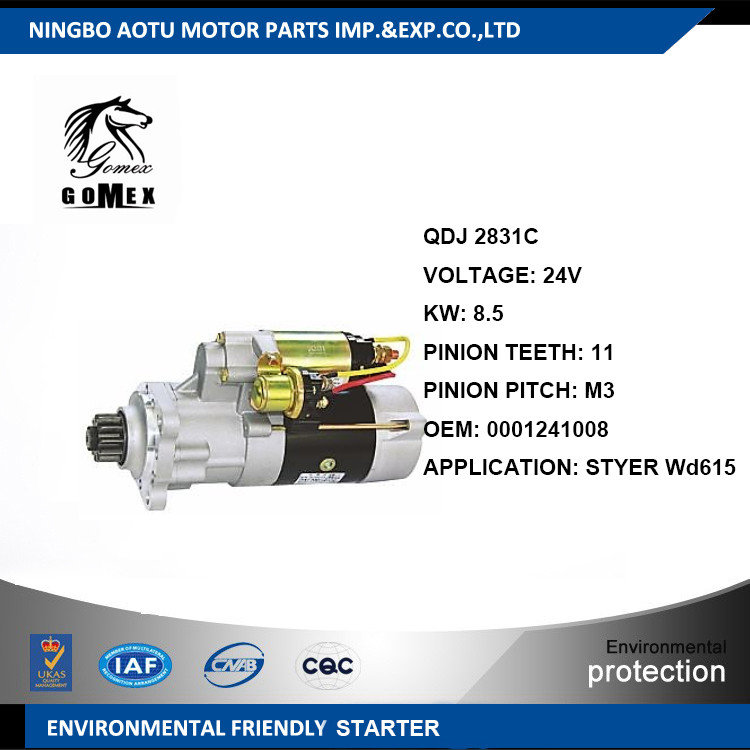 STYER Wd615 0001241008 Commercial Vehicle Parts Auto Starter Motor , Bus Truck Spare Parts