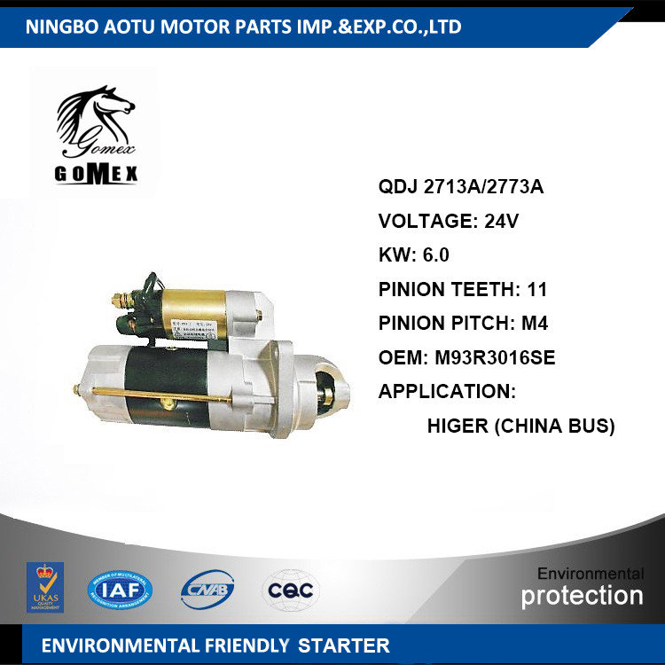 24V Commercial Vehicle Parts M93R3016SE HIGER Engine Starter Parts / Car Starter Motors