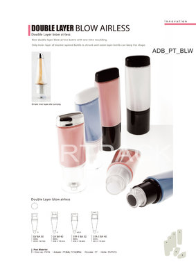 30ml / 40ml Lotion Dispenser Bottle , Double Layer Blow Airless Cosmetics Bottles