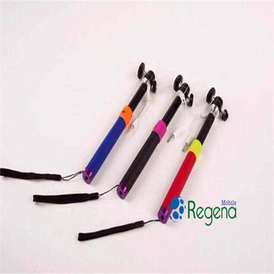 Black / Red / Blue Handheld Cell Phone Selfie Stick With Cable For Smart Phone