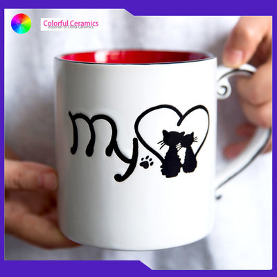 Handprinted Bone China Coffee Cups 600ml Nordic Ceramic With Photo Printing