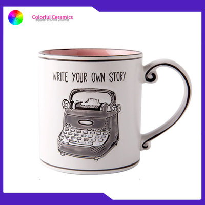 Handprinted Bone China Coffee Cups 600ml Nordic Ceramic With Photo Printing