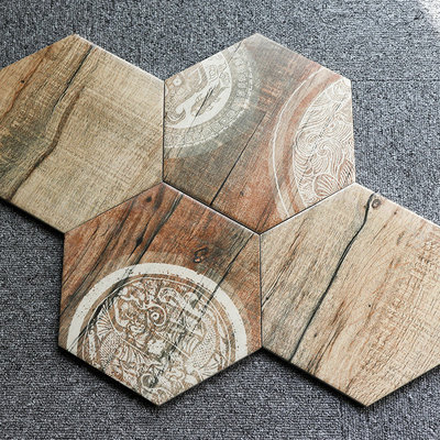 Houten Reeks Hexagon Keramische tegel Ceramische het Mozaïektegel van de 8 X 9,2 Duimglans