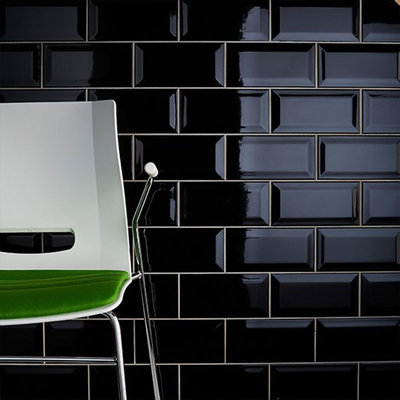 100X200mm Afgeschuinde de Zwarte verglaasde Ceramische Binnenlandse Metrotegels voor Decoratie