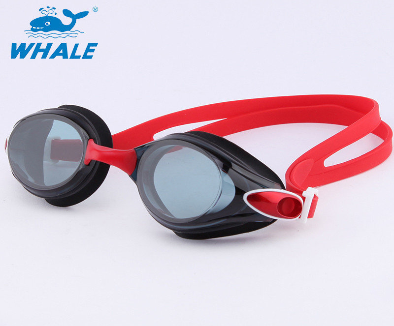 Las gafas adultas rojas de la natación del silicón rápidas ajustan el pedazo de la nariz del tamaño del sistema tres de la correa