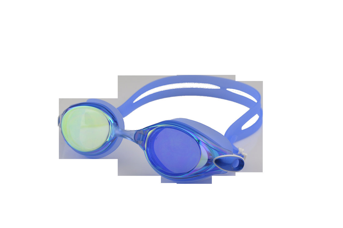 Los deportes azules del espejo dirigen gafas de la natación del silicón con la cubierta de la nariz
